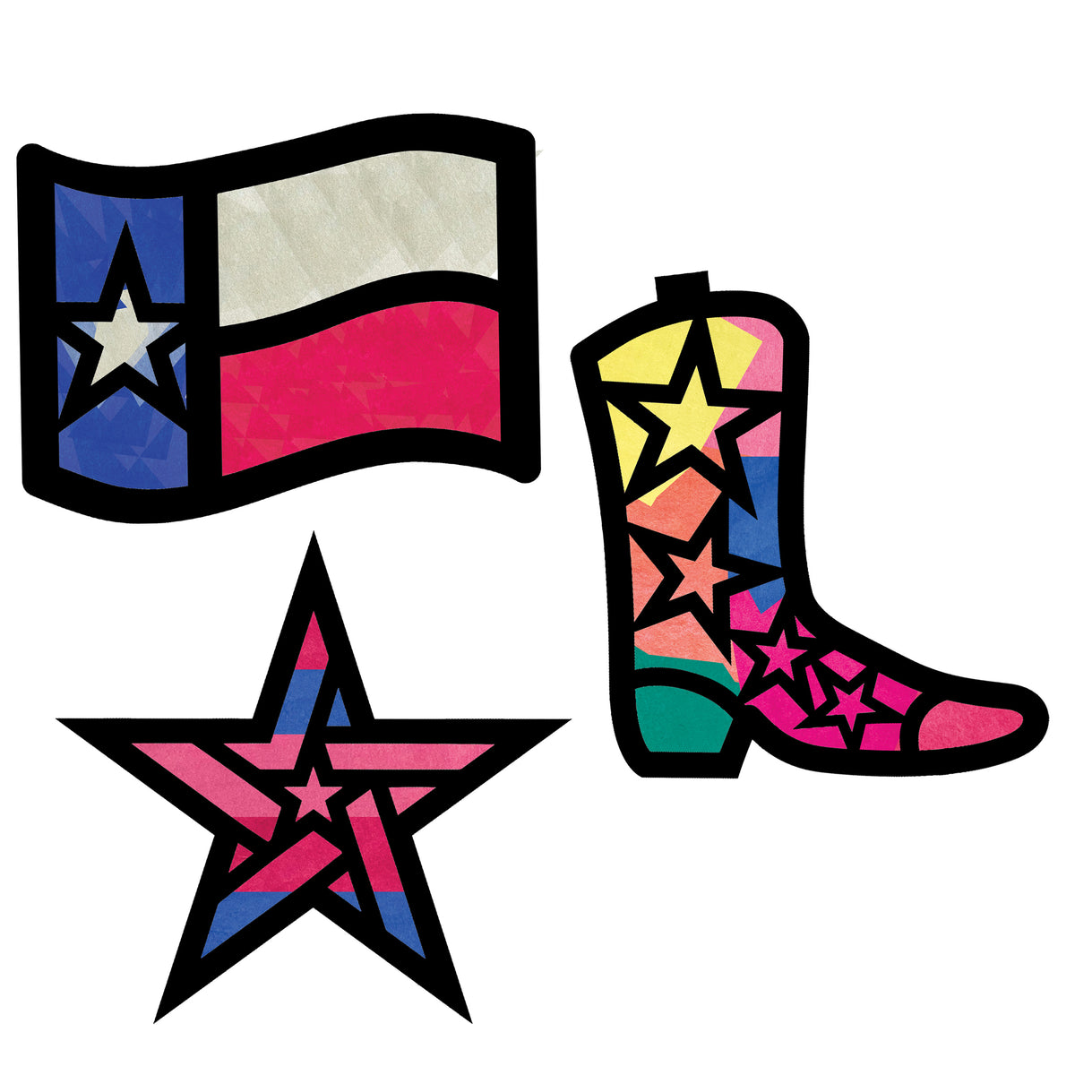 Texas Suncatcher Craft - 3 Sets Stained Glass Effect Paper Window Art ...